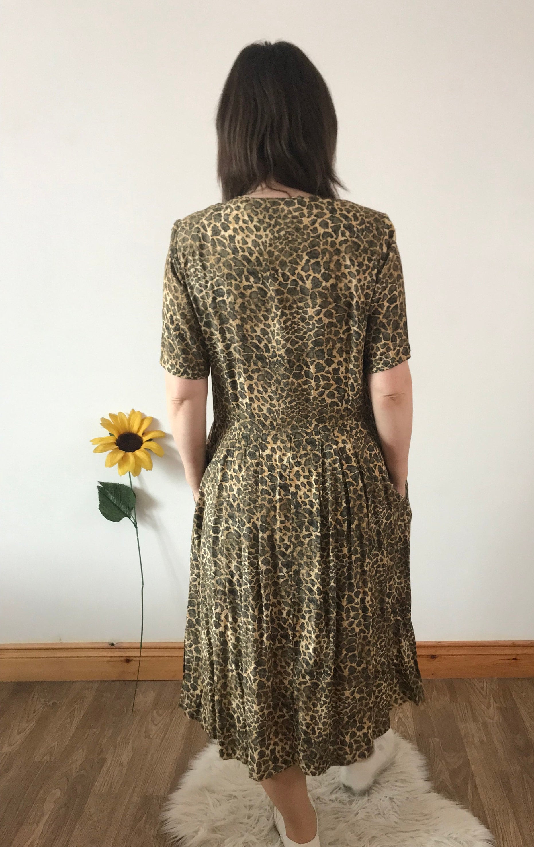 Vintage 1980s Leopard Print Midi Dress - Etsy