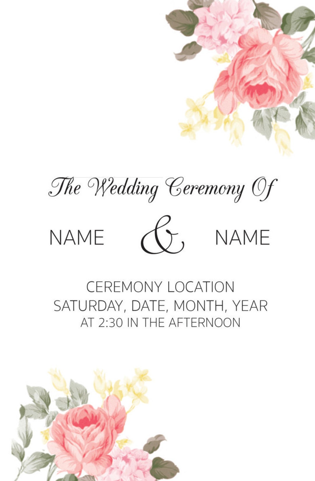 Floral Wedding Program Design - Customizable PDF (8.5 X 5.5) - Etsy