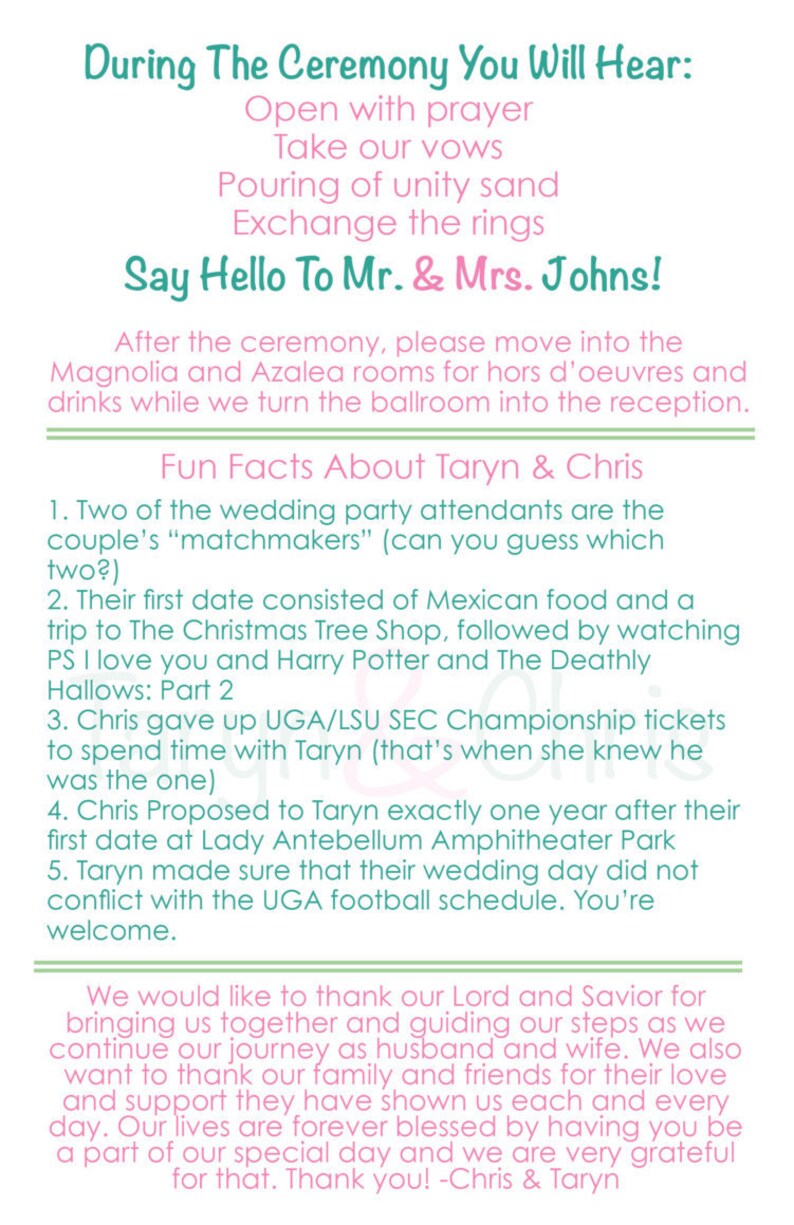 Non-traditional Wedding Program - Etsy