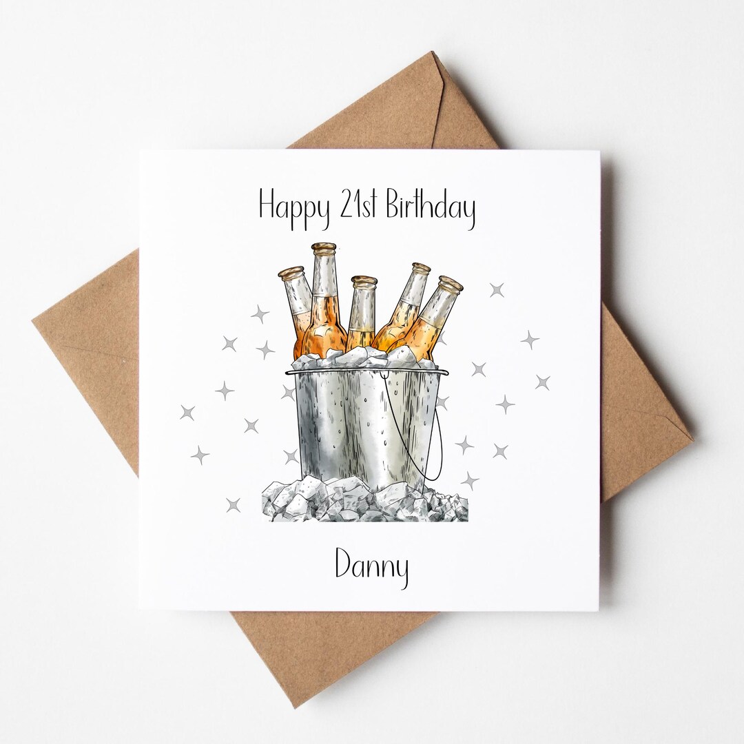 21st Birthday Card for Him, Personalised to Your Requirements , Cooler ...