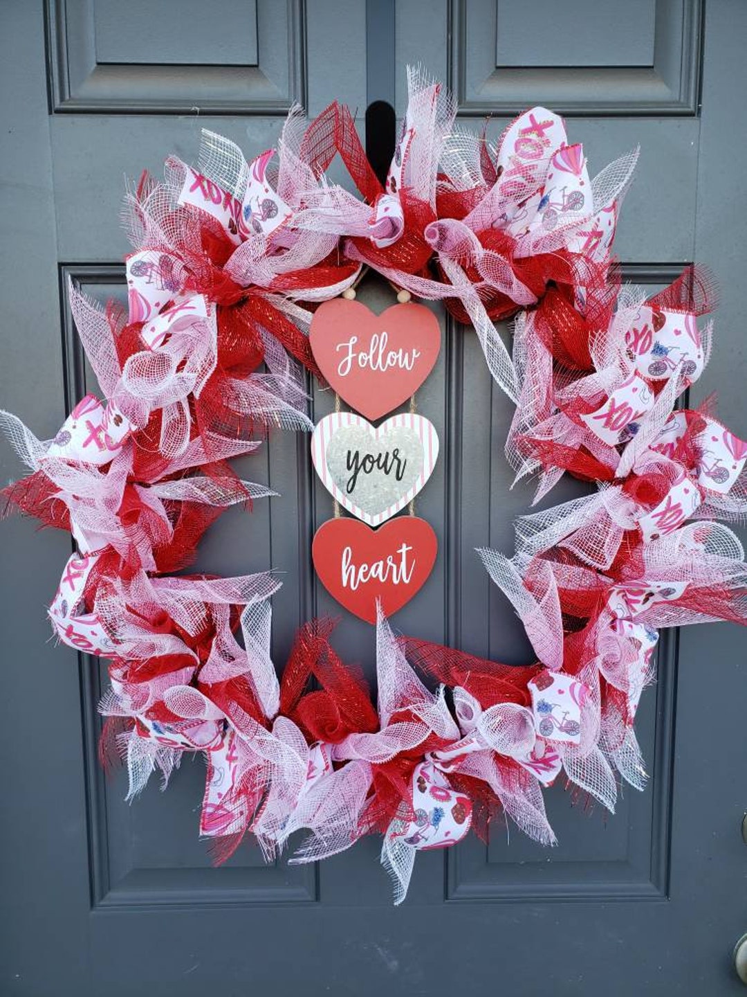 Follow Your Heart Valentine Wreath, Valentine Welcome Wreath, Hearts ...