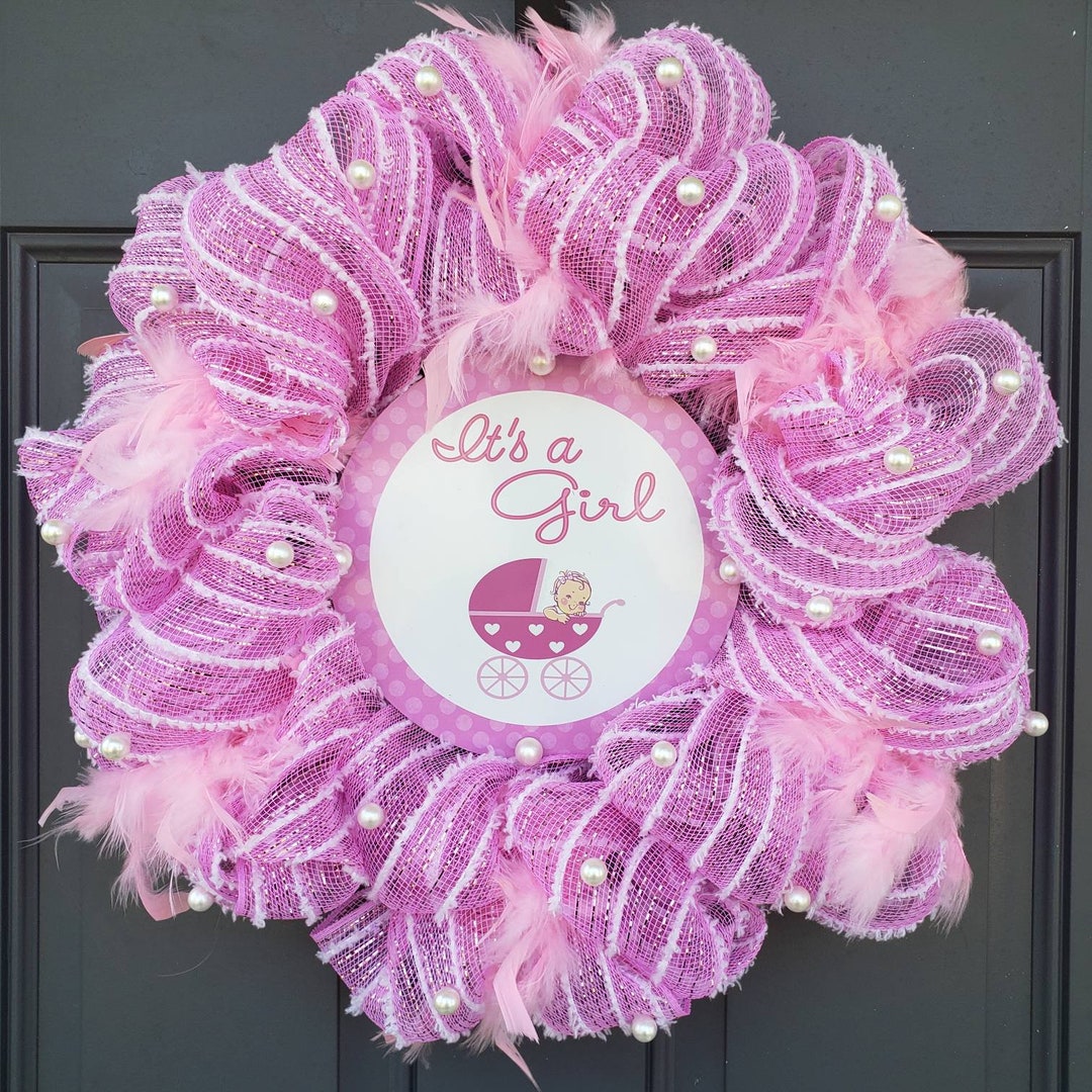 It's a Girl Wreath, Baby Girl Wreath, Welcome Baby Girl Wreath, Baby ...