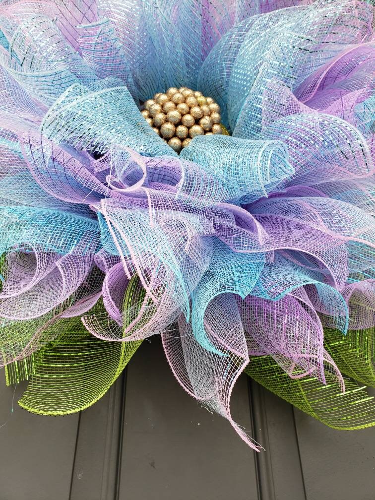 Flower Wreath, Daisy Flower Wreath, Daisy Front Door Welcome Wreath ...