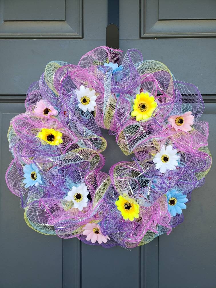 Spring Crazy Daisy Wreath, Spring Welcome Wreath, Summer Welcome Wreath ...