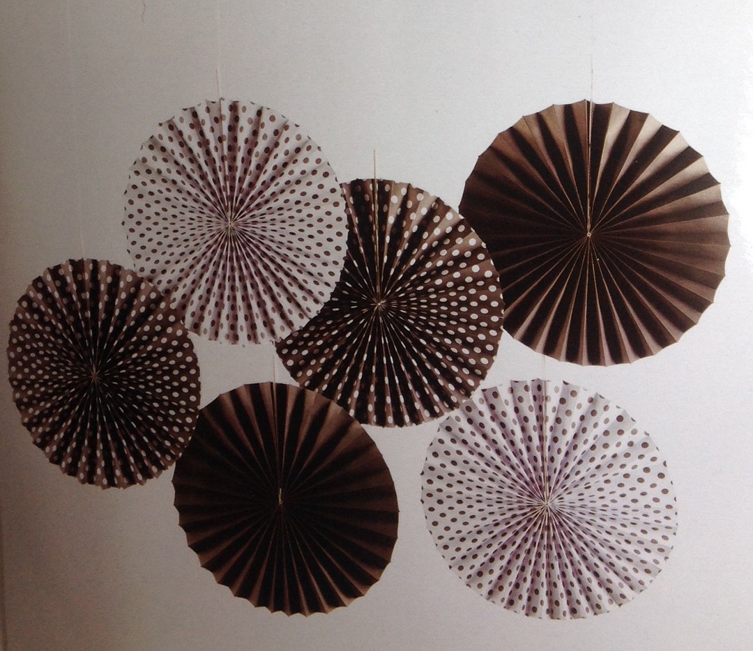 Black Paper Fan Set, Polka Dot Party Decorations, Set of 6 - Etsy