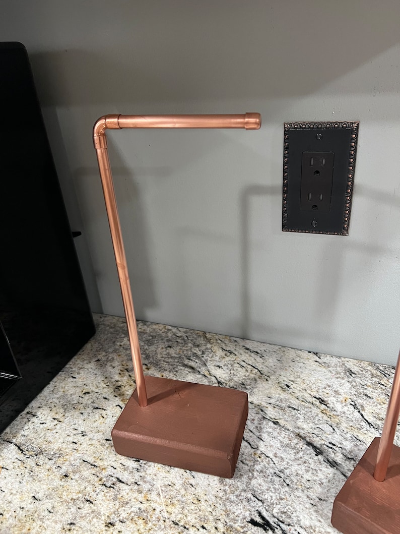 Copper Table Number Holder, Hand Stained Wooden Base, Wedding Decor - Etsy