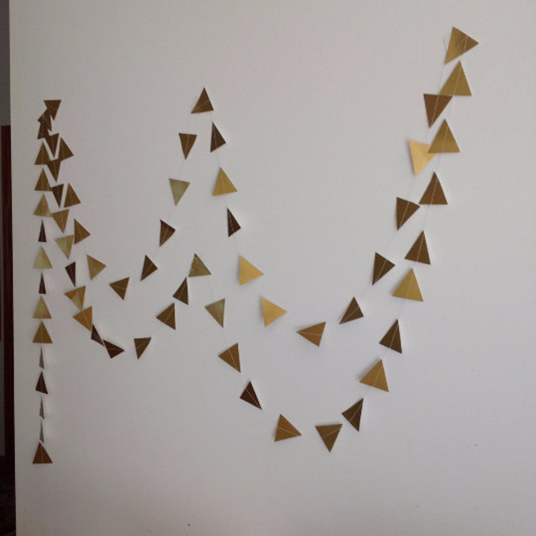 Gold Geometric Wedding Garland, Gold Triangle Garland, Gold Party ...