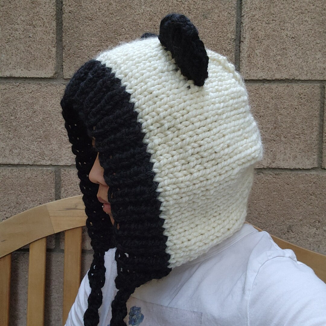 Knit Panda Hood Chunky Handknit Bonnet Hood - Etsy