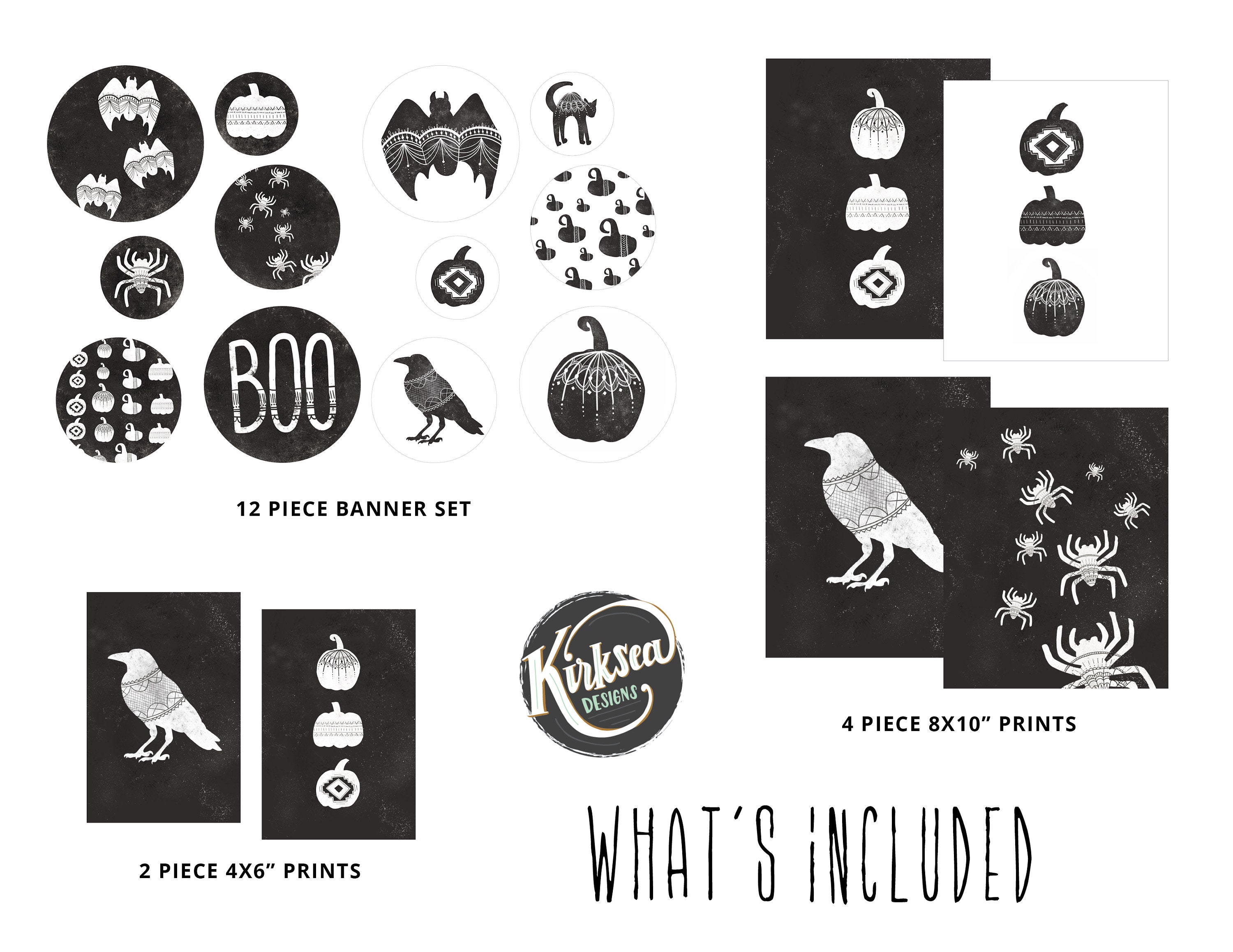 Boho Halloween Printable Set Printable Banner 8x10 | Etsy