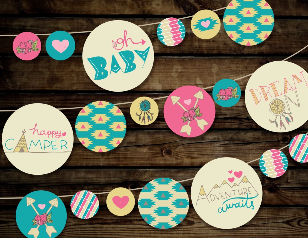 Tribal Baby Shower Girl Banner With Hand Lettering Designs - Etsy