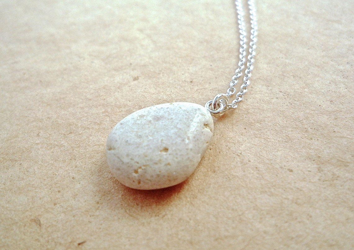 Small White Rock Pendant 16 Inch Sterling Silver Chain - Etsy