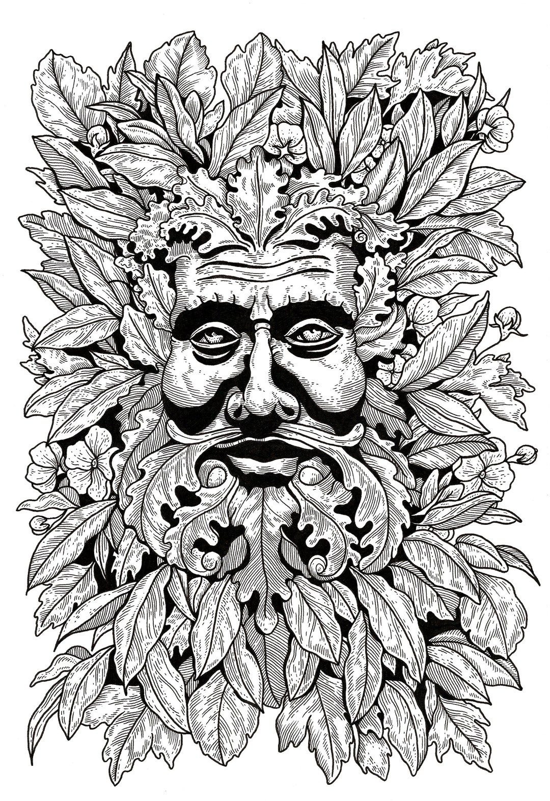 Jack in Green Woodcut Floral Pagan Art Poster Print - Etsy