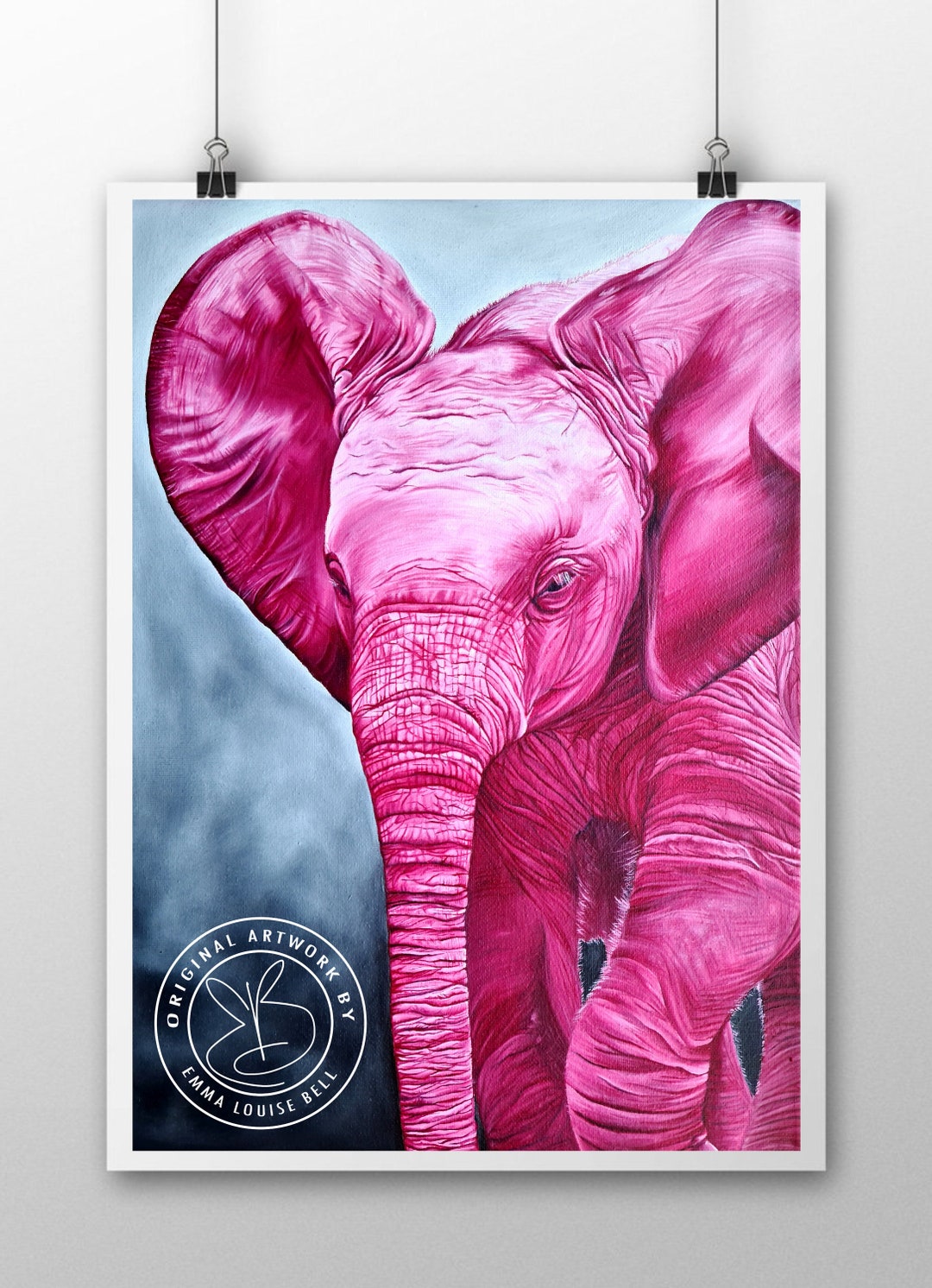Pink Elephant Art Print - Etsy