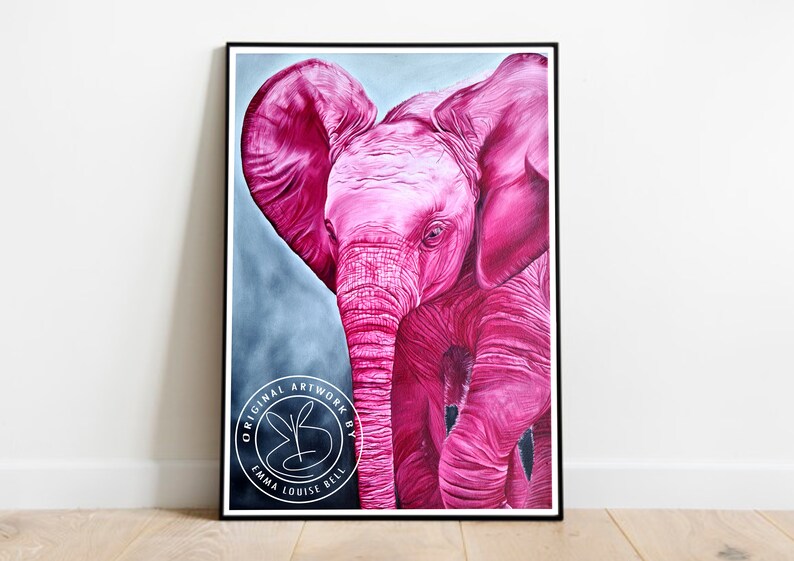 Pink Elephant Art Print - Etsy