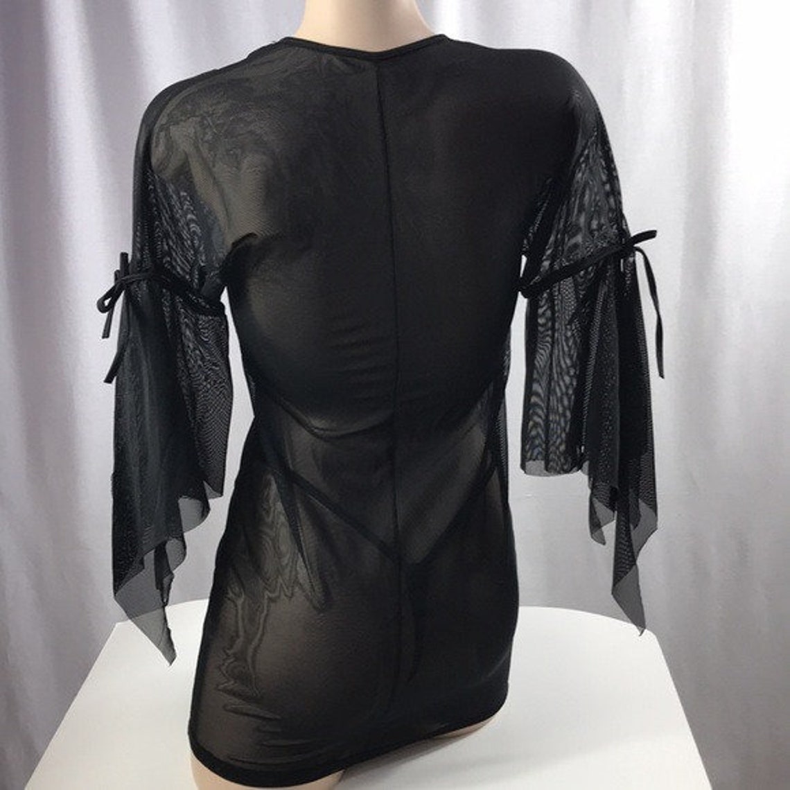 Zuliana Mesh Flowy Sleeve Dress Made in USA | Etsy