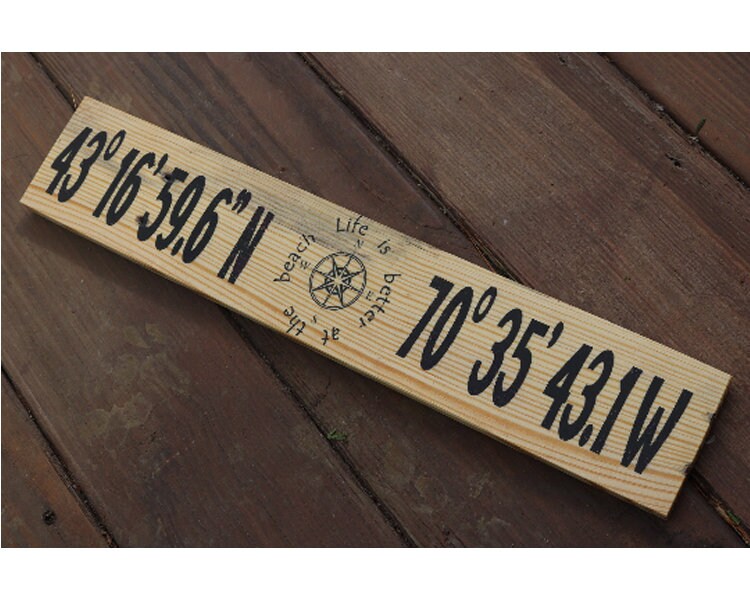 Latitude Longitude Wood Signs Coordinates Sign Gift for Her | Etsy