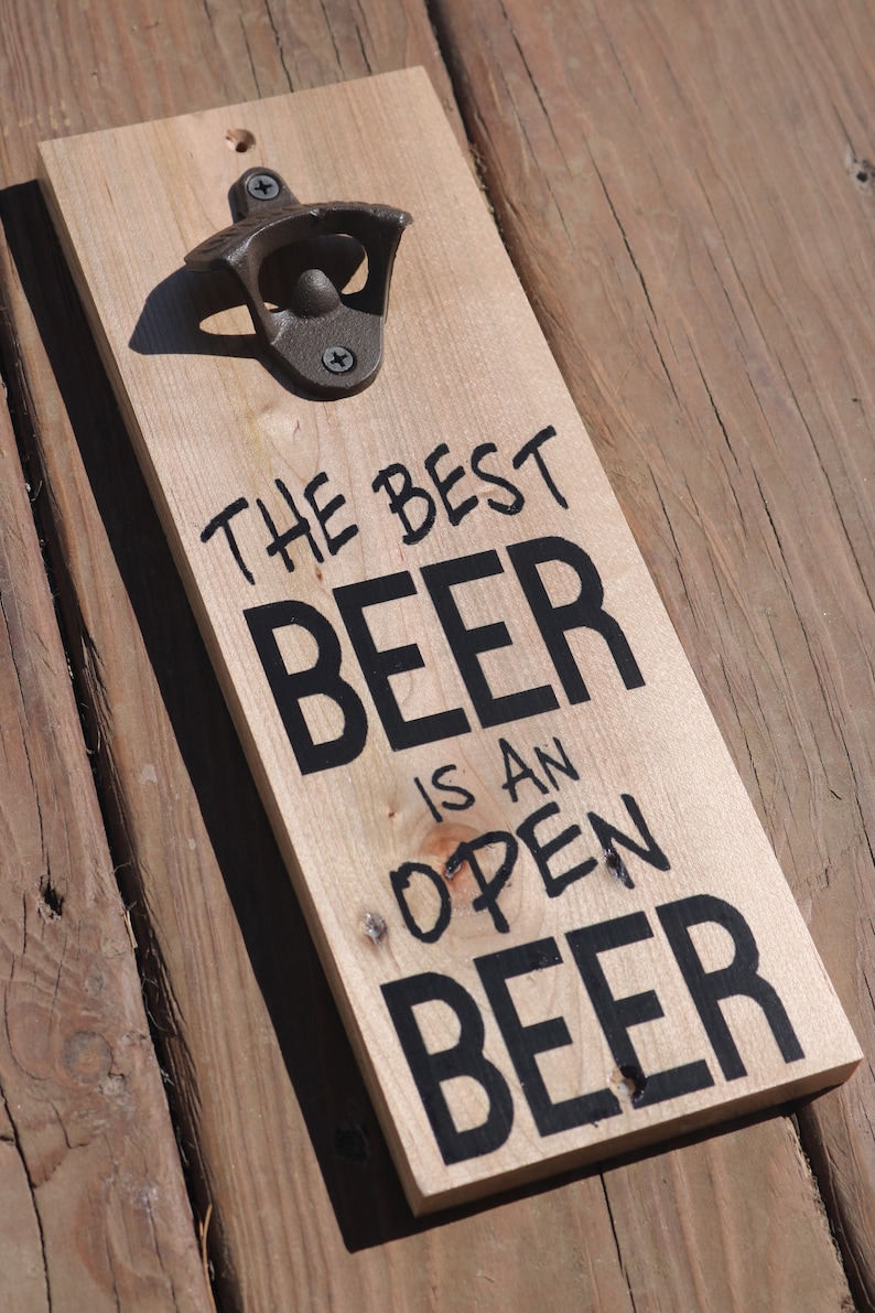 Personalized Wall Bottle Opener Bar Decor Beer Wood Signs Cast - Etsy