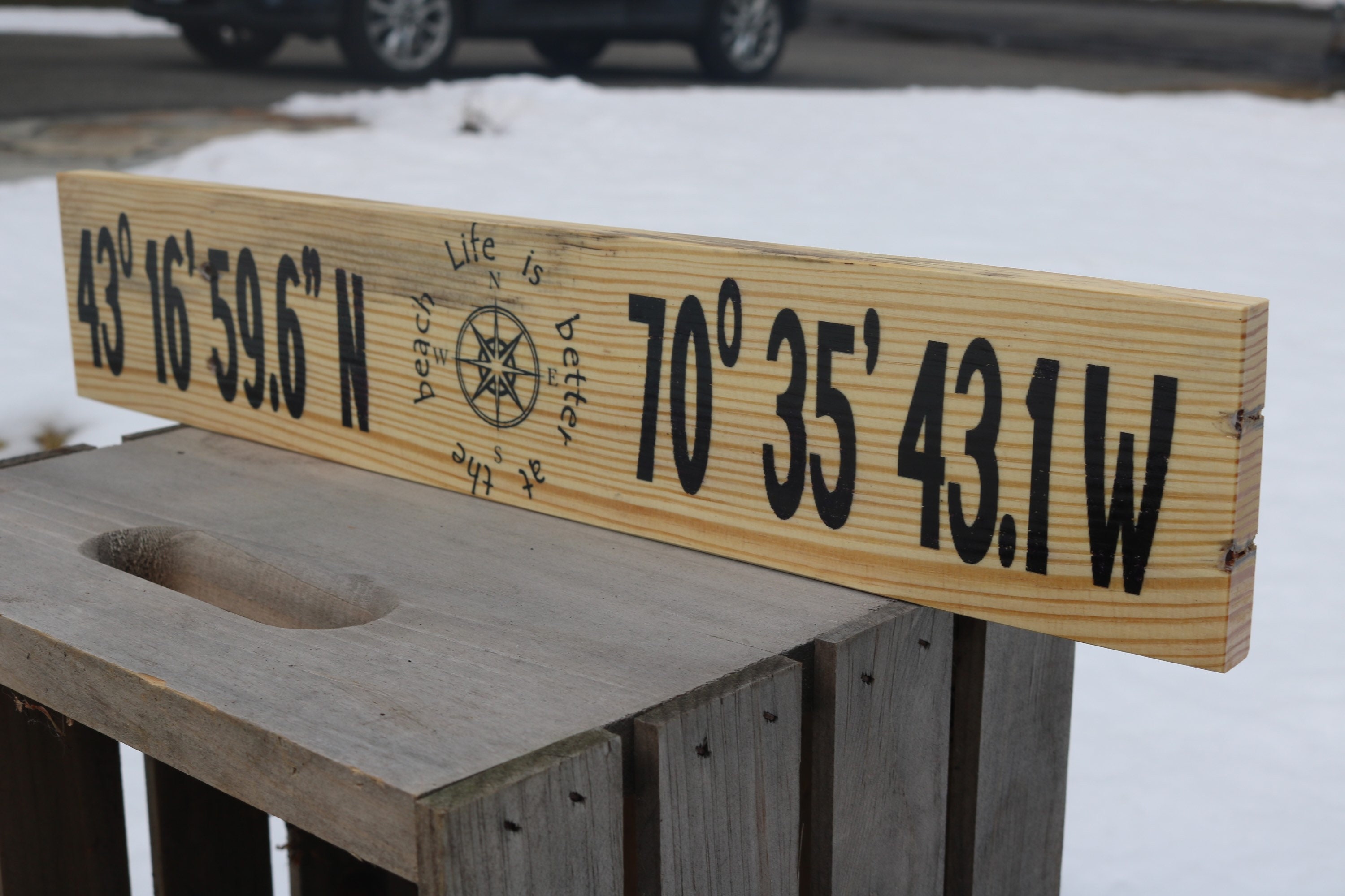 Latitude Longitude Wood Signs Coordinates Sign Gift for Her | Etsy