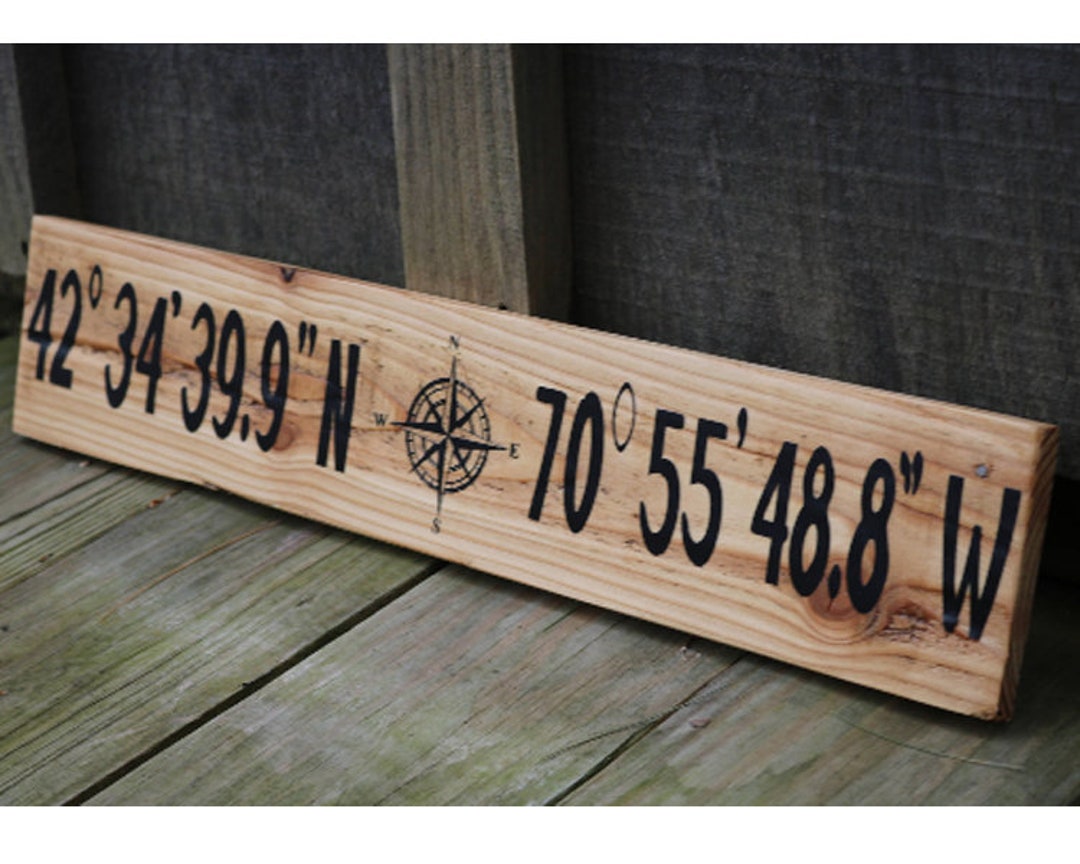 Latitude Longitude Wood Signs Coordinates Sign Gift for Her Gift for ...