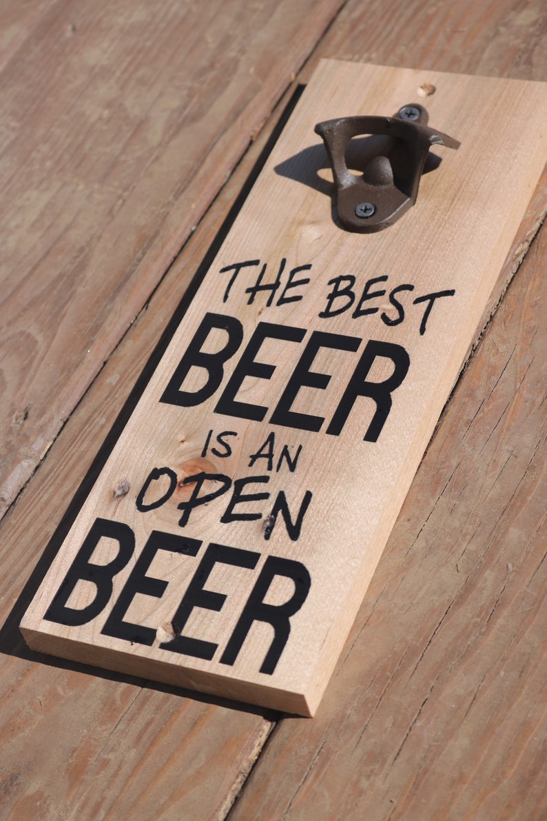 Personalized Wall Bottle Opener Bar Decor Beer Wood Signs Cast - Etsy