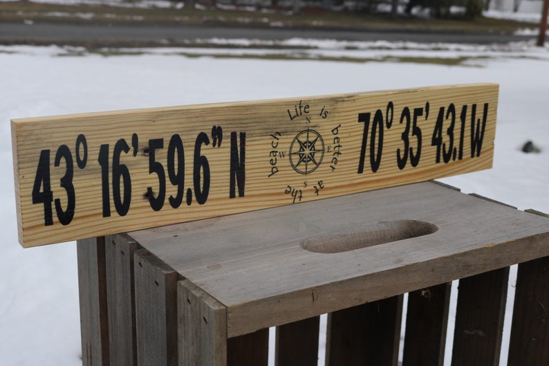 Latitude Longitude Wood Signs Coordinates Sign Gift for Her | Etsy