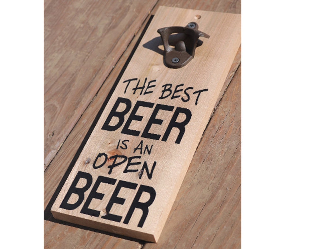 Personalized Wall Bottle Opener Bar Decor Beer Wood Signs Cast Iron ...