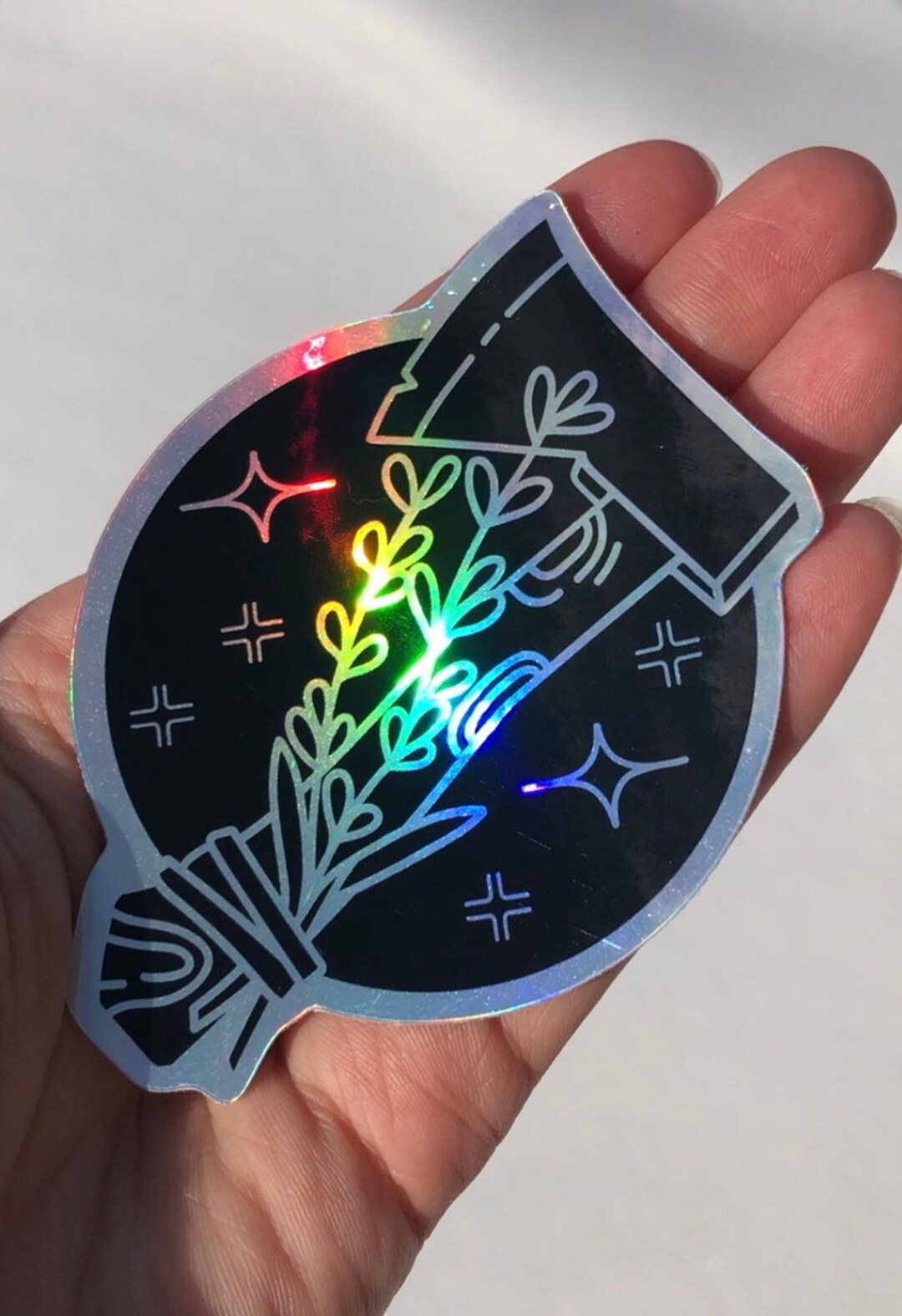 Lavender Hatchet Vinyl Sticker | 3 Inch Rainbow Holographic Axe Sticker ...