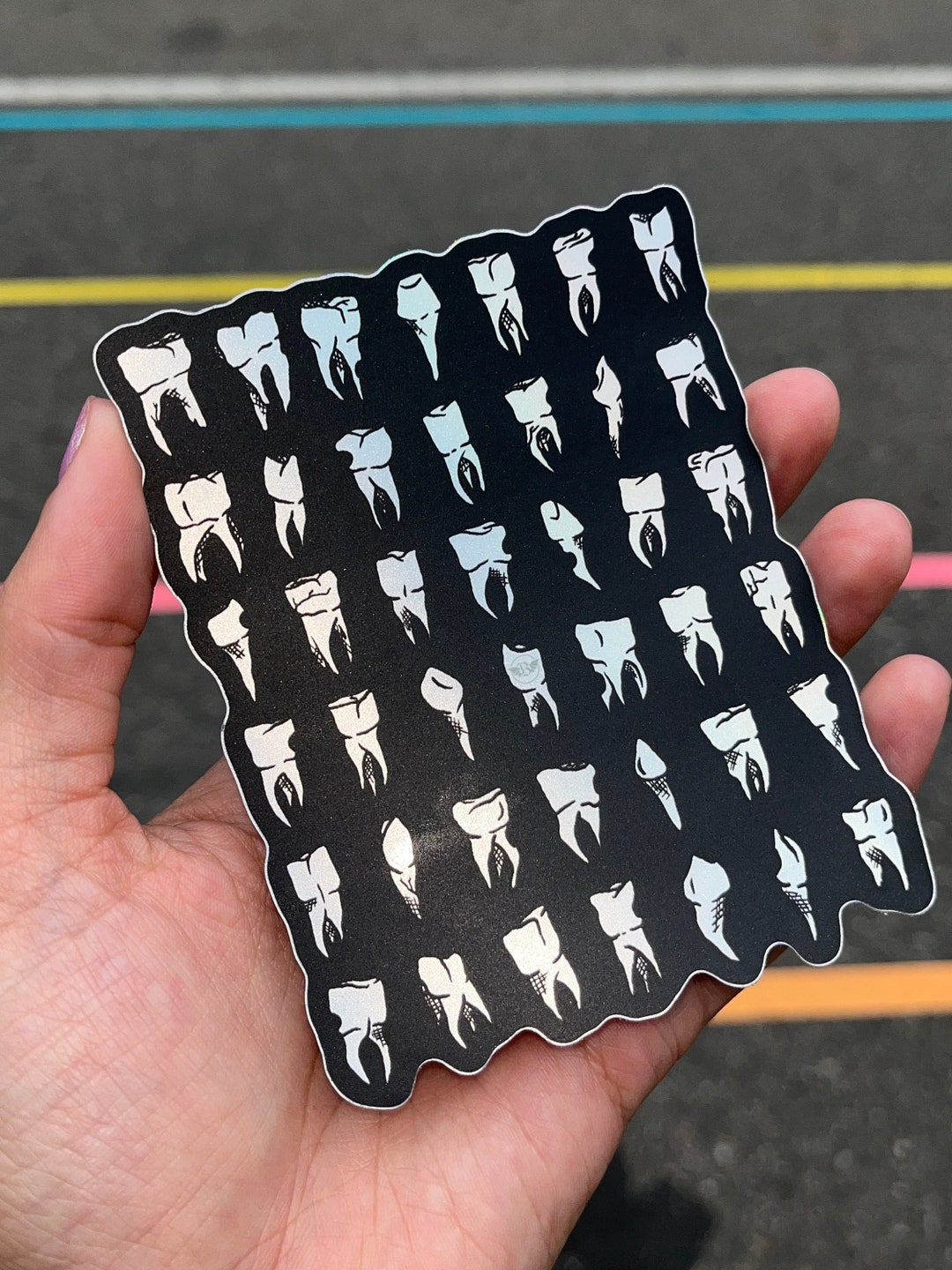 Forty-two Teeth Vinyl Sticker | Vapor Wave Matte Metallic Dental ...