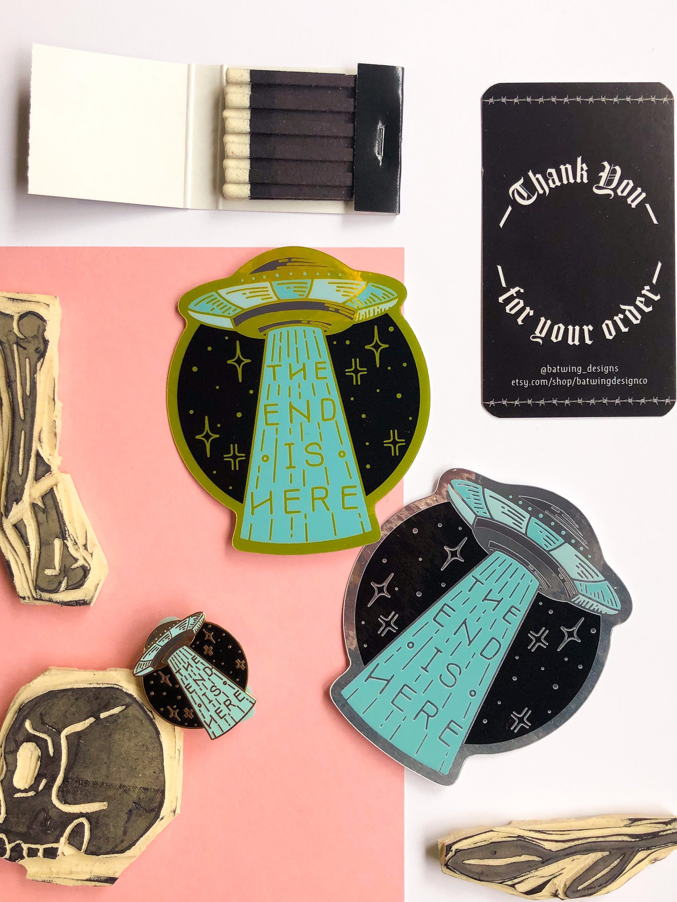 The End is Here UFO Alien Mirror Vinyl Sticker Phoebe | Etsy