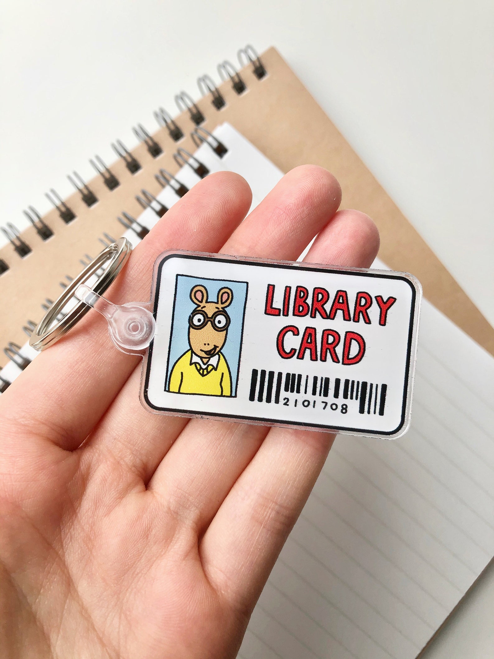 Arthur Library Card Bookish Keychain Book Nerd Key Ring - Etsy