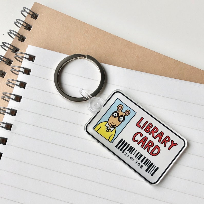 Arthur Library Card Bookish Keychain Book Nerd Key Ring - Etsy