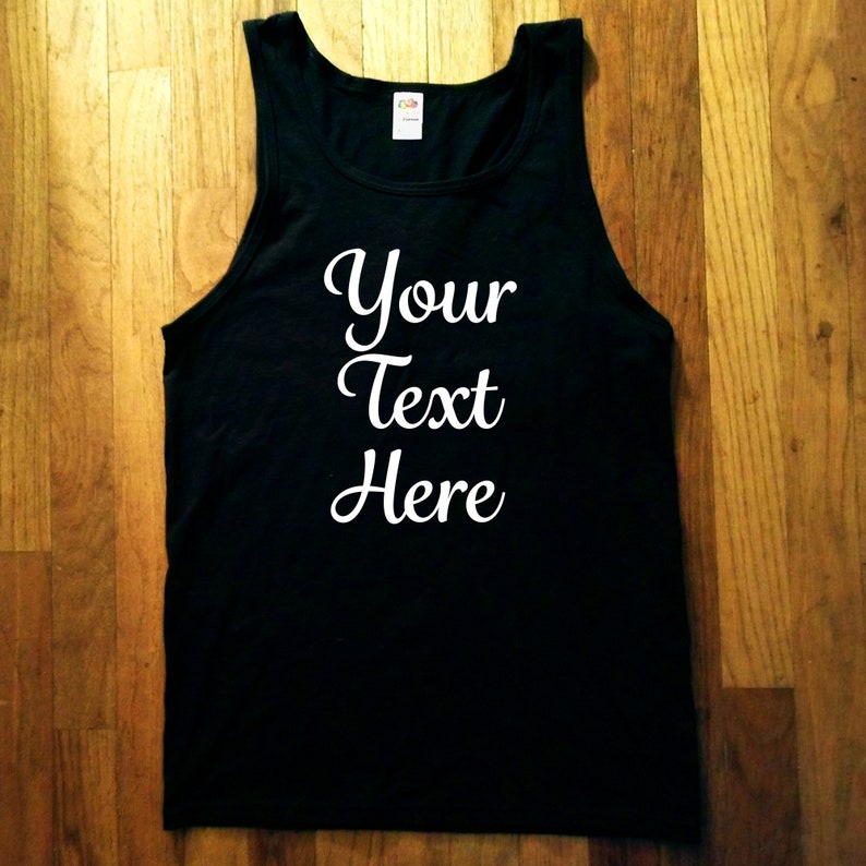 Personalized Text Men's Black Sleeveless Tank Top - Etsy