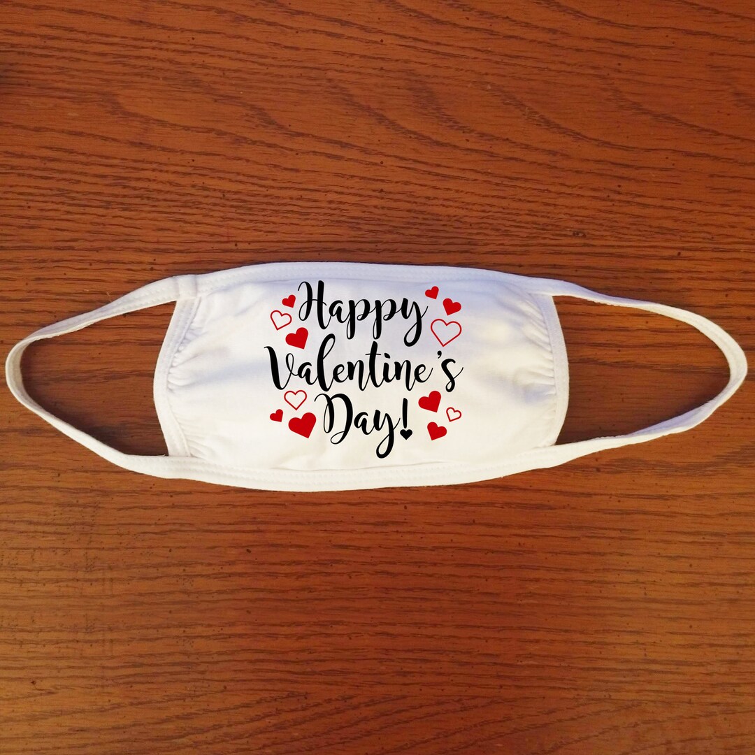 Happy Valentines Day Hearts White Cloth Adult Reusable Washable Face ...