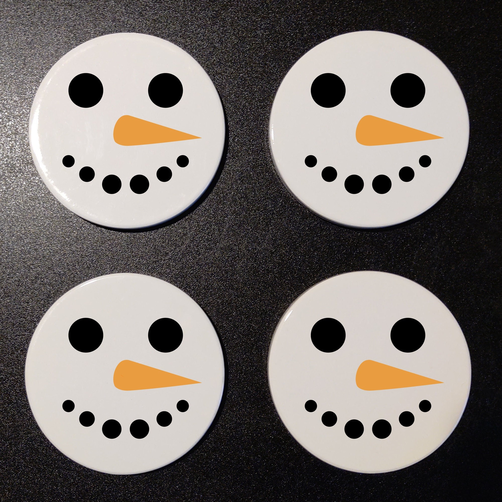 Snowman Face Christmas Holiday Round Ceramic Drink Coasters 4 Pack - Etsy