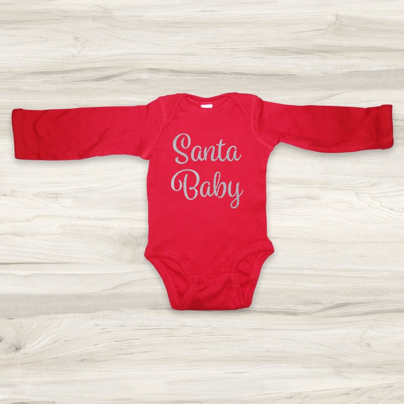 Santa Baby Christmas Red Rabbit Skins Baby Long Sleeve Bodysuit - Etsy