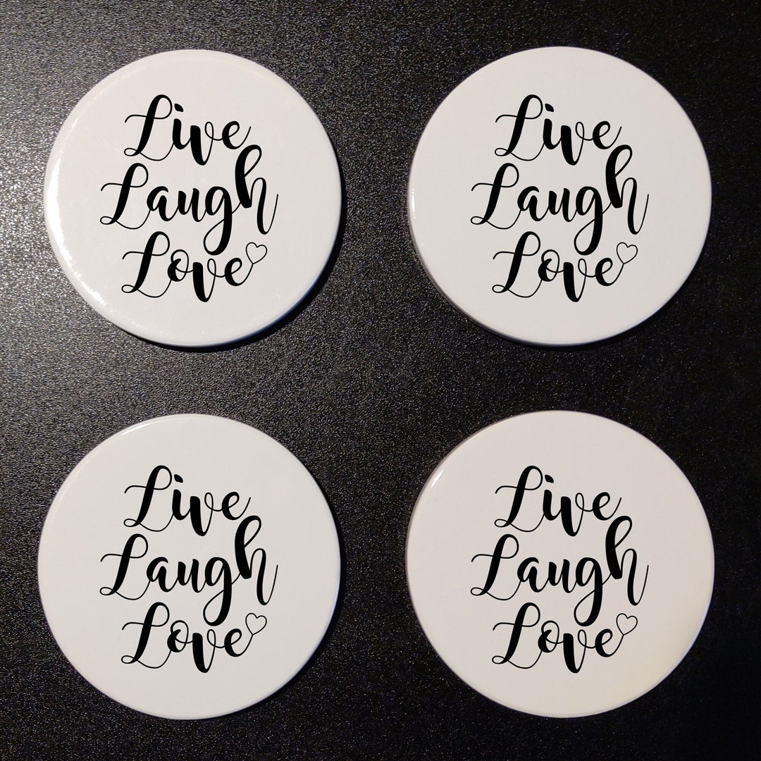 Live Laugh Love Round Ceramic Drink Coasters 4 Pack - Etsy