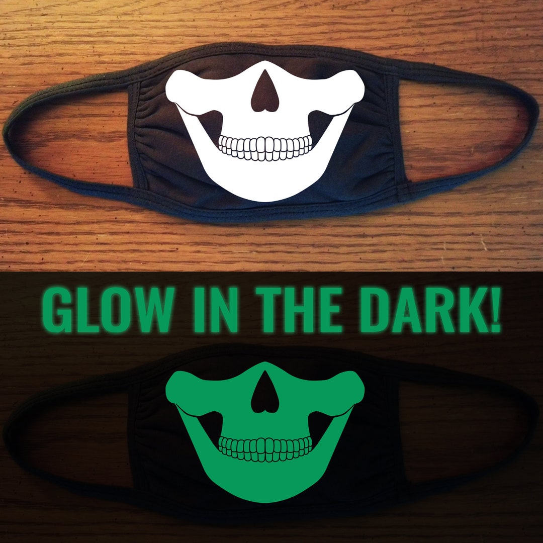 Glow in the Dark Skull Black Cloth Adult Reusable Washable Face Mask - Etsy