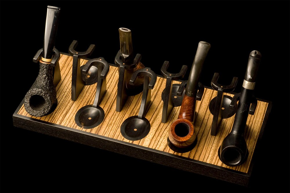 PIPE STAND Zebrano Solid Ebony and Zebrawood Space for 9 Pipes. - Etsy