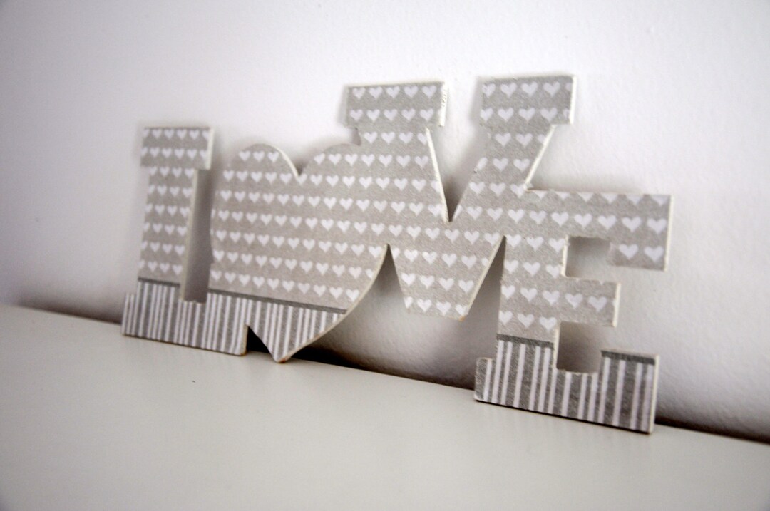 Wooden Love / Home Decor / Grey Hearts & Stripes / Wooden Sign ...