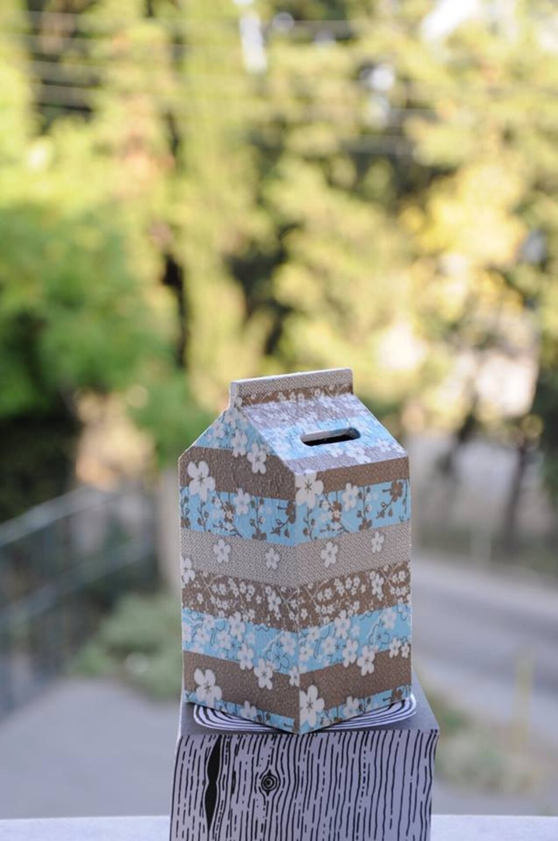 Floral Bank Milk Carton Shape / Wooden Piggy Bank / Wooden Money Box ...