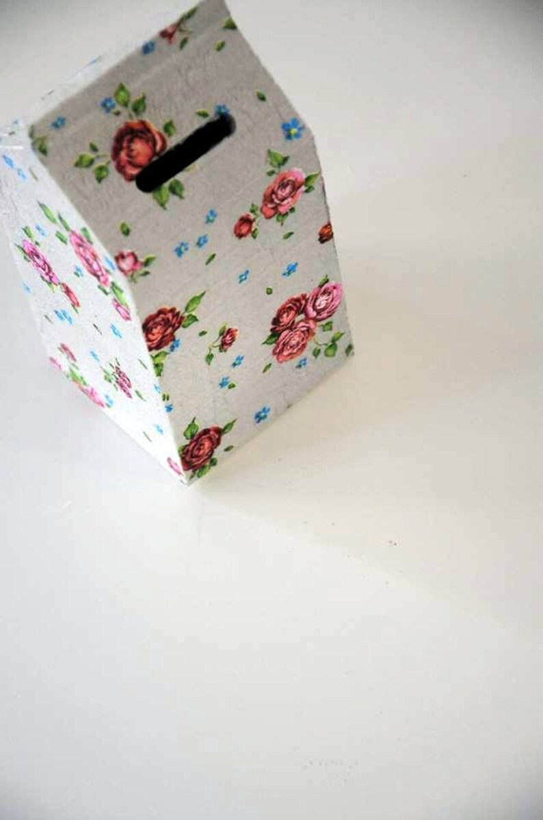 Roses Bank Milk Carton Shape / Wooden Piggy Bank / Wooden Money Box ...