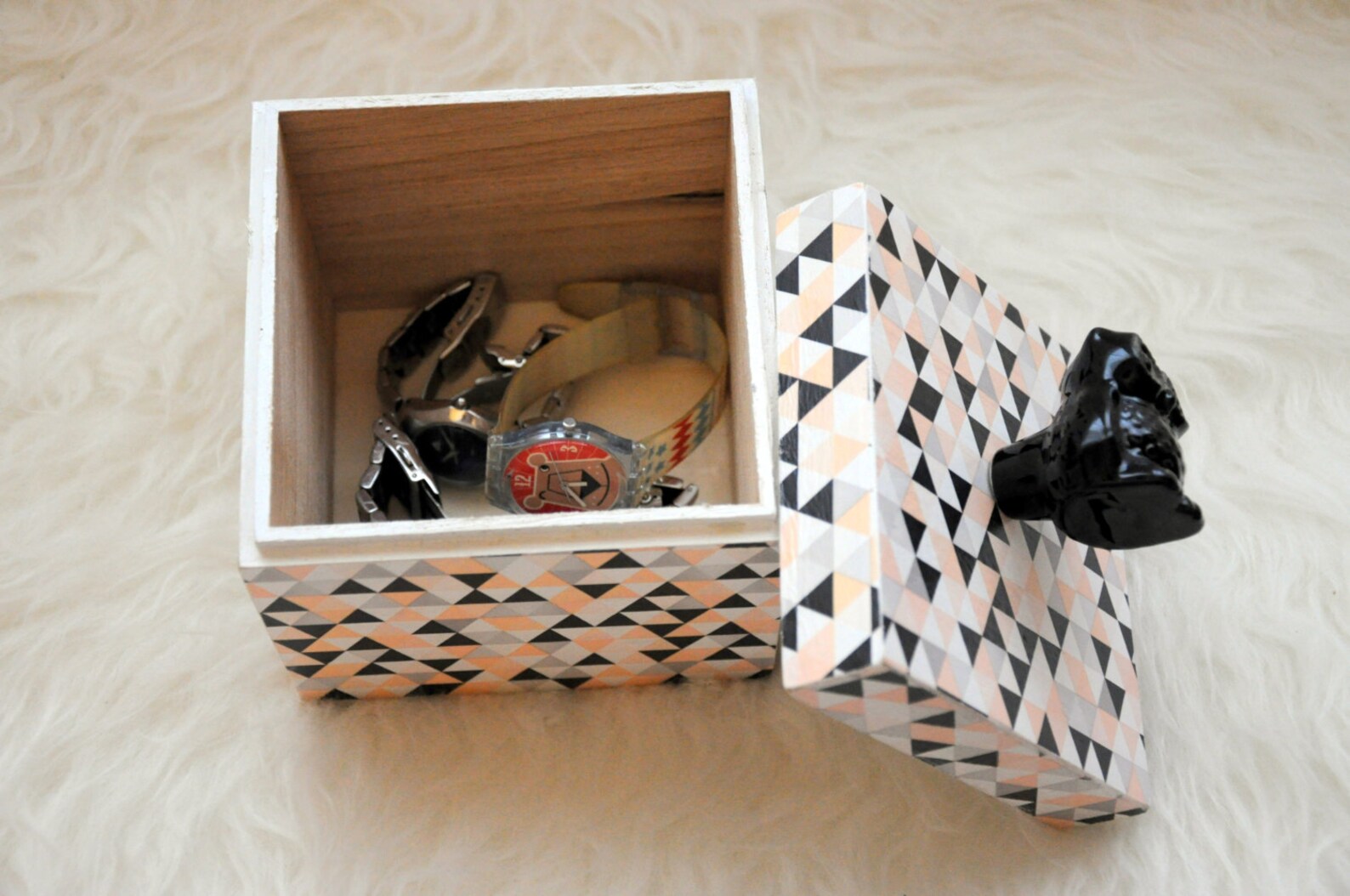 Storage Wood Box / Geometric Pattern / Storage Box / Wooden - Etsy
