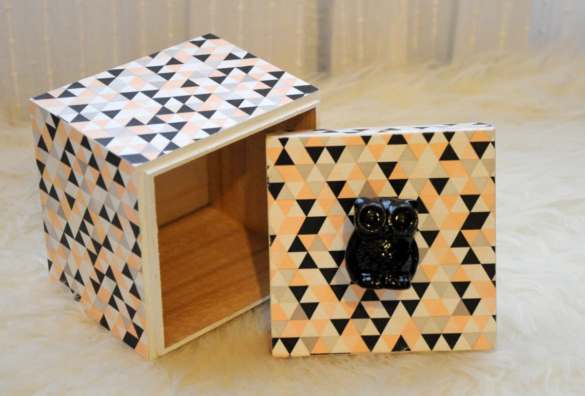 Storage Wood Box / Geometric Pattern / Storage Box / Wooden - Etsy