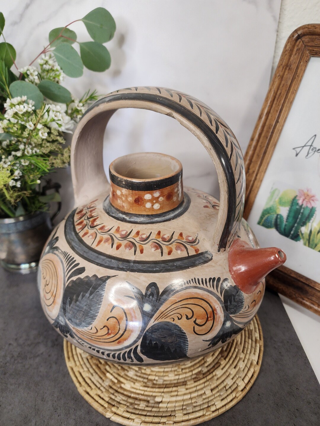 Jimon Tamala Mexican Pottery Basel- Signed- Round Handle- Handmade ...