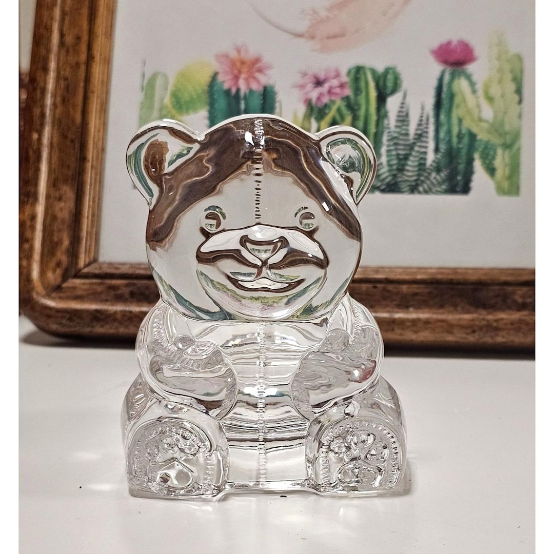 Vintage Partylite Teddy Bear Glass Tealight Candle Holder - Etsy