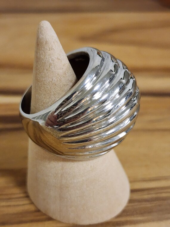 Vintage Silver Ribbed Domed Ring-Statement Ring-Chunk… - Gem