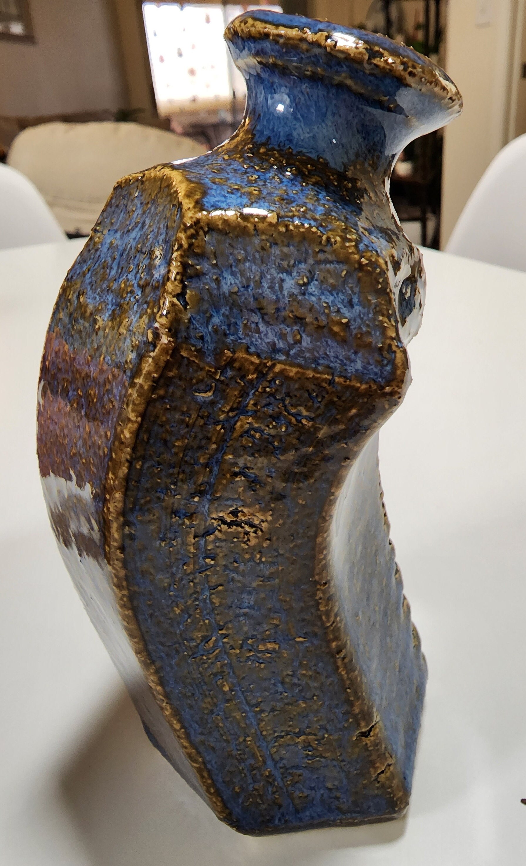 Japanese Vintage Hexagonal Sake Bottle/ Slanted Bottle With Flambé Blue ...