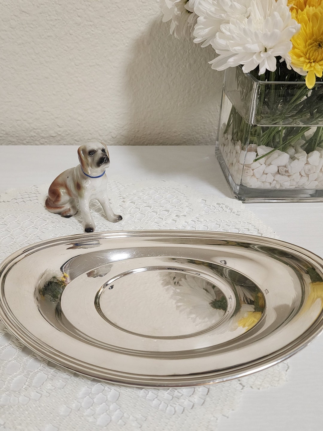 Vintage 1970's Oval SILVER Plate- Small- Gorgeous- MCM - Etsy