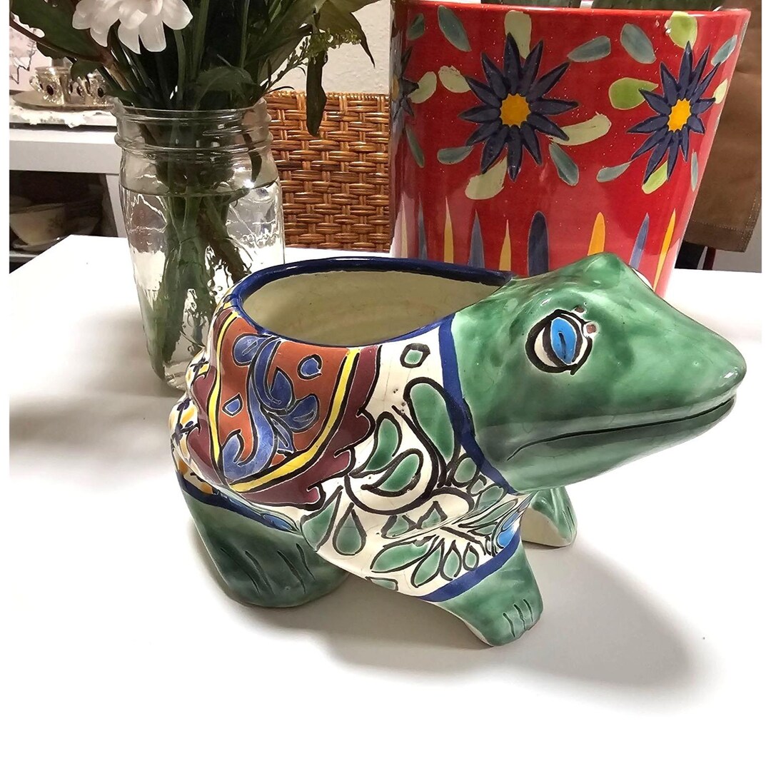 Vivid Vintage Mexican Talavera Ceramic Frog Planter - Etsy