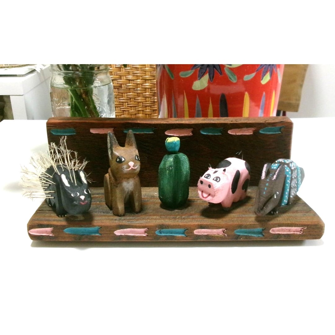 Vintage Primitive Hand Made Folk Art Desert Animals Wood 90s Wood ...